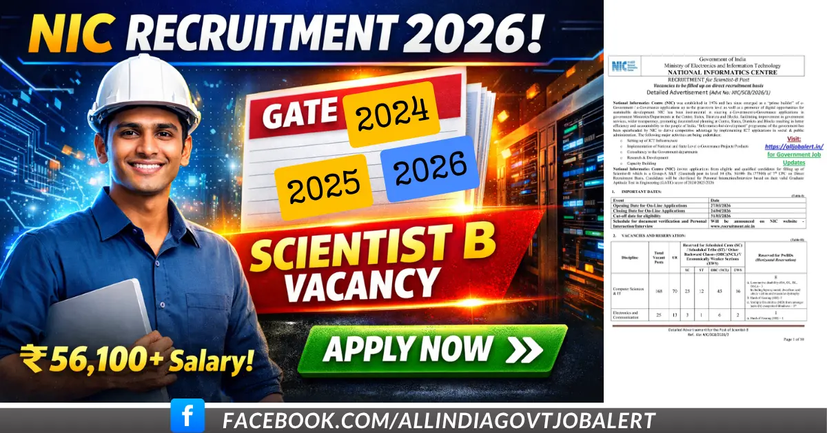 NIC Recruitment Opportunity, Scientist B | GATE 2026, 25, 24 Check ...